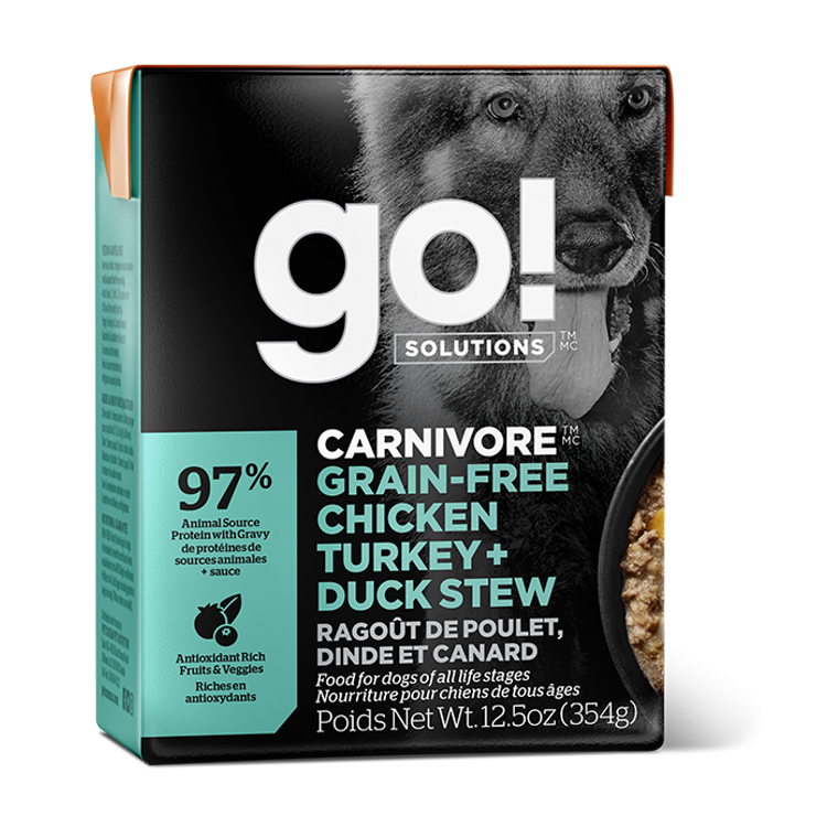GO Carnivore Grain-Free Chicken, Turkey + Duck Stew 354g Canned Dog Fo ...