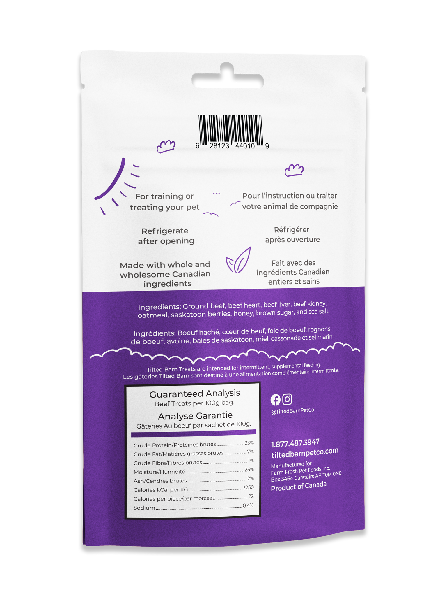 Tilted Barn 100g Canadian Beef & Saskatoon Berry Miniwags Dog Treats ...