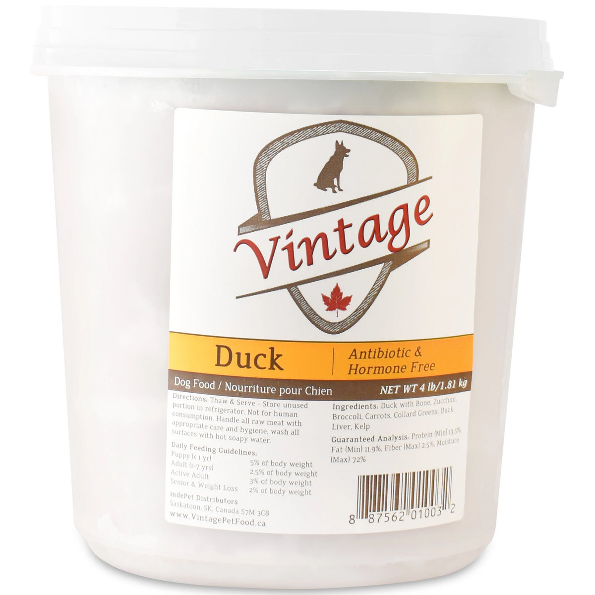 Vintage Raw 1.81kg Duck Dog Food - Shipping ETA Late September ...